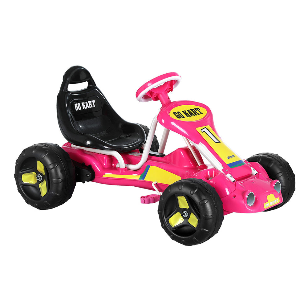 Super Racer Kids Pedal Powered Go Kart | Pink/Yellow — PedalKartsAU